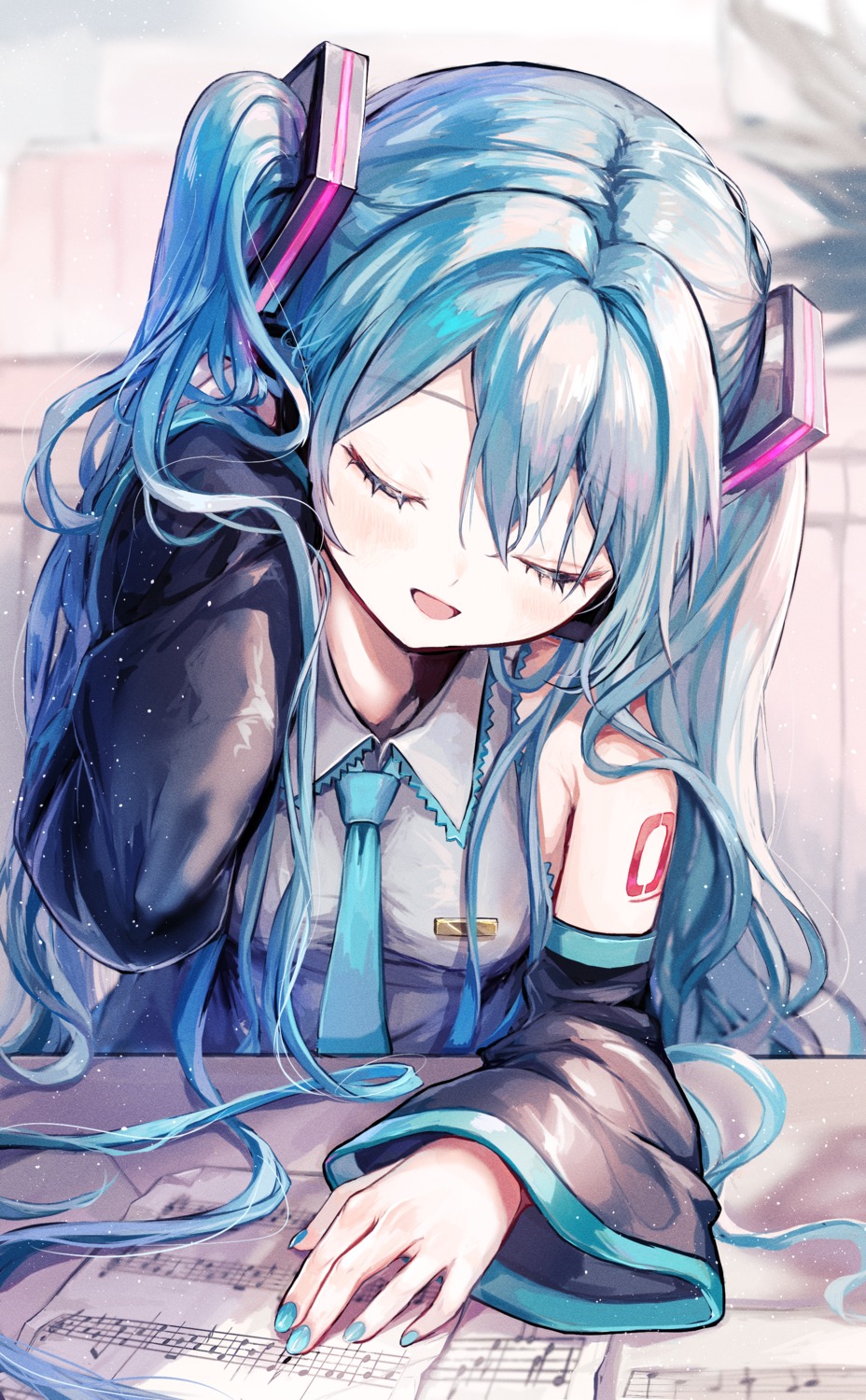 pipi (pixiv 71334597) vocaloid hatsune miku headphones tattoo | #1157789 | yande.re